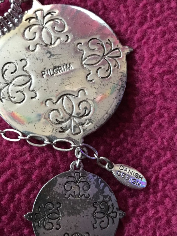 burgundy/navy and black enamel pendant necklace - danish designer ...