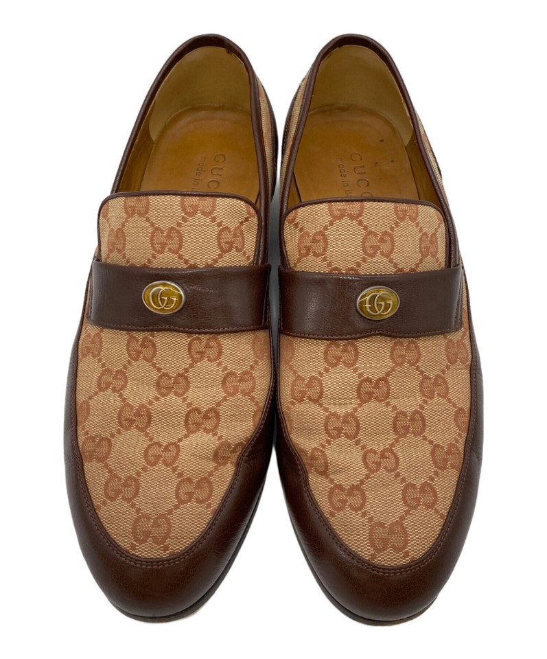 GUCCI Men's Dress Shoes Loafers GG Canvas Brown UK39/US9.5 108343c ...