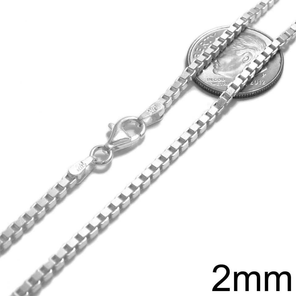 Guaranteed 925 Sterling Silver Box Chain Necklace w/ Strong Lobster ...