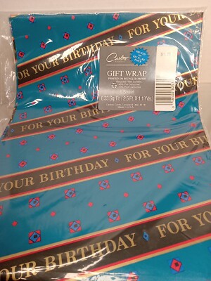 Vintage Carlton Cards Gift Wrap 1 Sheet 8.33 sq ft For Your Birthday ...