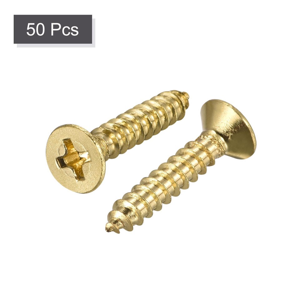 Brass Wood Screws, M4x20mm Phillips Flat Head Self Tapping Connector ...