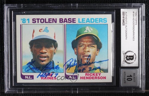 BAS 1982 Topps Tim Raines Rickey Henderson #164 BGS Authentic Auto HOF ...