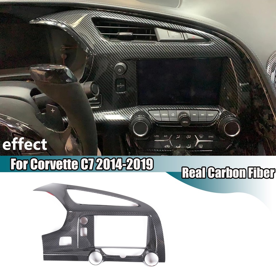Real Dry Carbon Fiber Interior Center Full Trim Set Kit For Corvette C7 ...