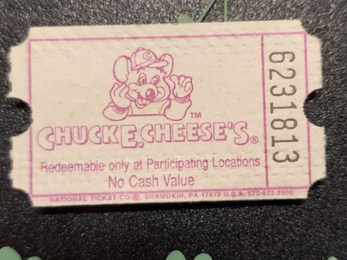 1 VINTAGE CHUCK E CHEESE PRIZE TICKET - 314GT - VG COND | eBay