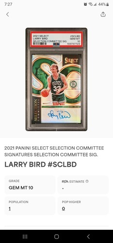 2021 Panini Select Celtics LARRY BIRD Selection Committee Auto POP 1 ...