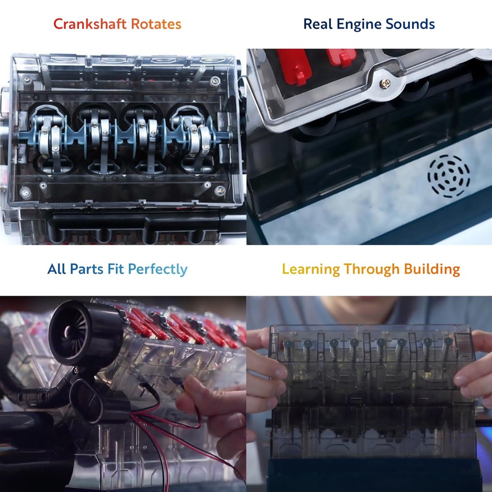 Playz V8 Combustion Engine Model Kit That Runs - Build Your Own STEM ...