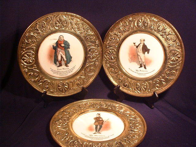 3 Rare Peerage England Wheeling Weller Pickwick Micawber Porcelain Wall ...