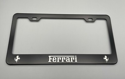 Ferrari Black License Plate Frame Stainless Steel with Laser Engraved ...