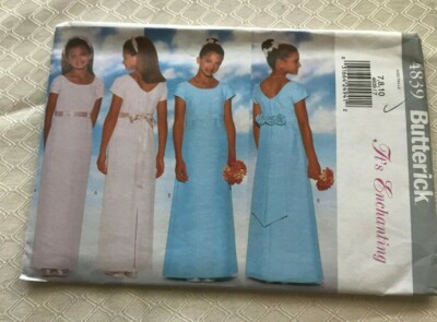 BUTTERICK Girl's Evening Dress, Party Dress, Bridal #4839 Size 7-10 ...