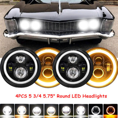 4PCS 5 3/4" 5.75 inch Round LED Headlights Halo DRL Fit Buick Riviera ...