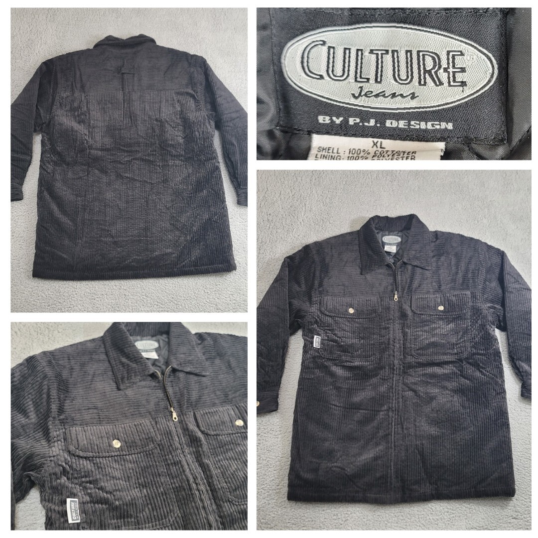Vintage CULTURE JEANS Corduroy Jacket Mens XL Black X… - Gem