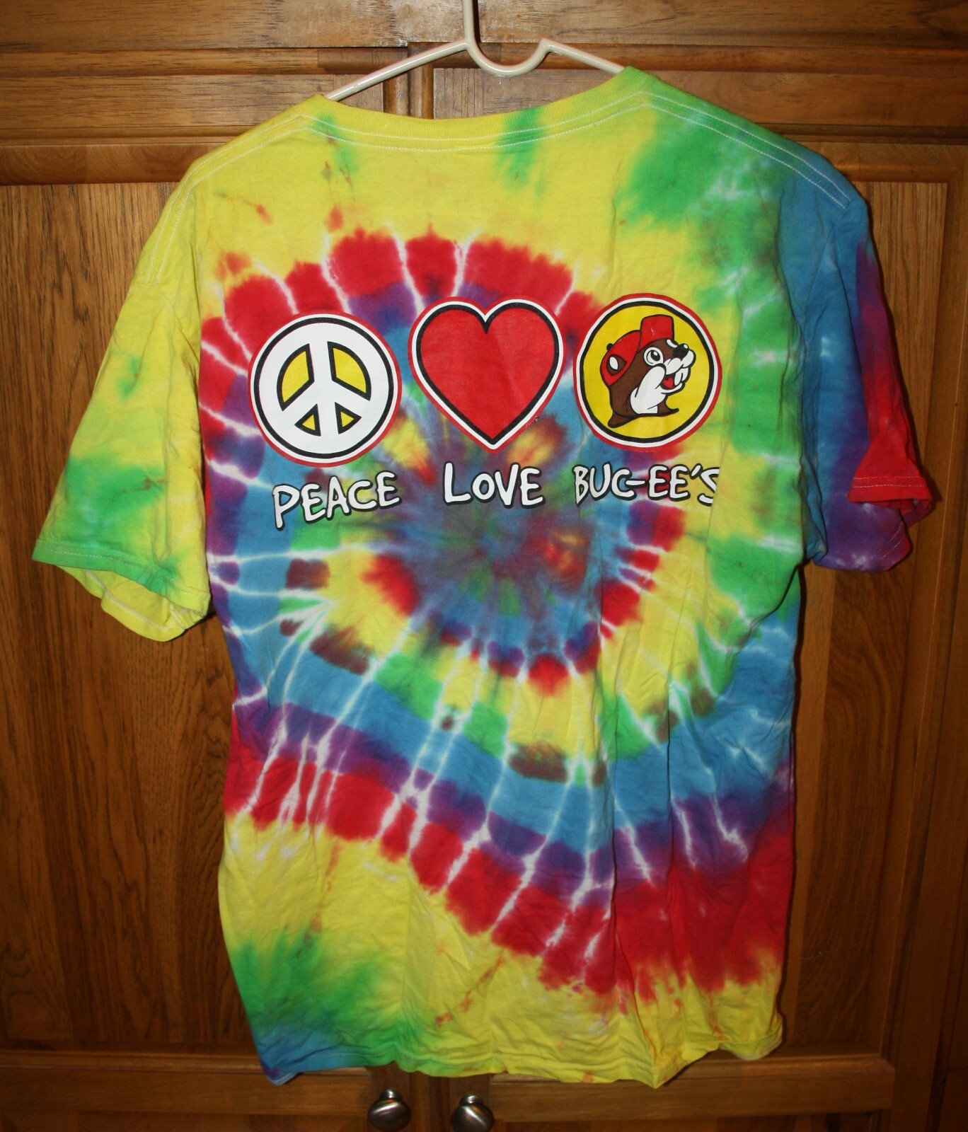BUC-EES Peace Love Buc-ee's TIE DYE Multi-color T-Shi… - Gem