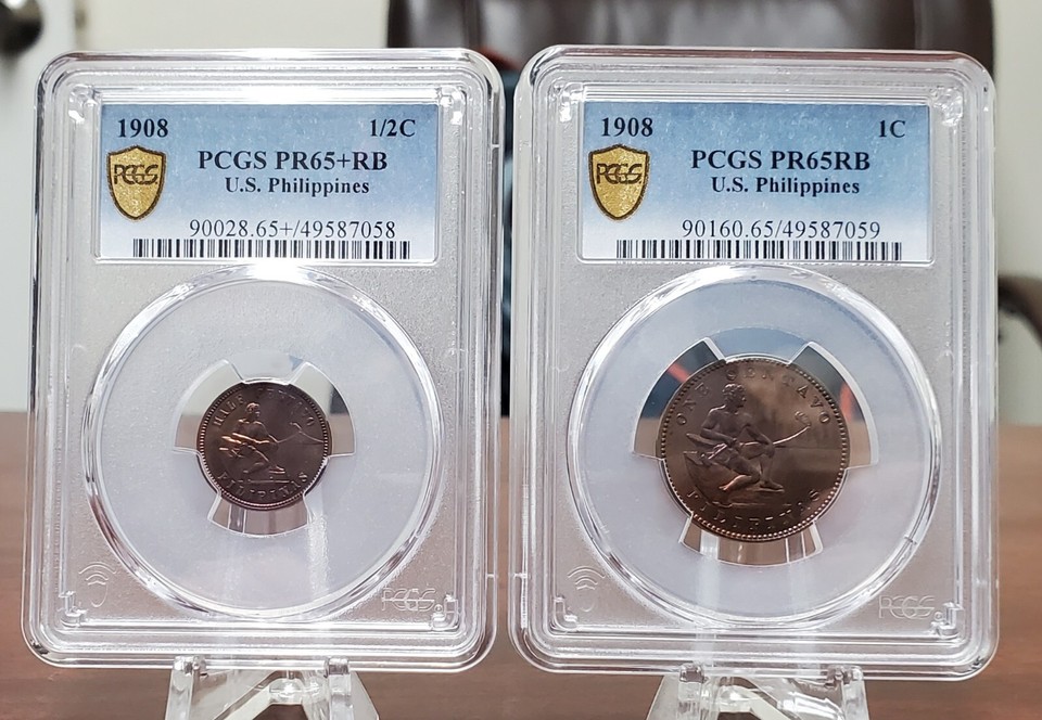 RARE 1908 USA Philippines 7 Coin Proof Set PCGS CERTIFIED & Rainbow ...