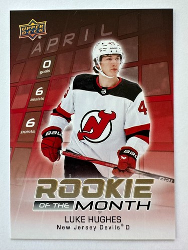 2023-24 UD Game Dated Moments - Luke Hughes - Rookie of Month April - 1 ...