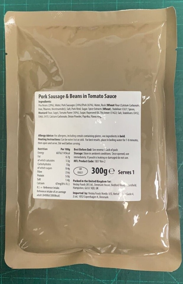 British Army MOD Ration Pack Meals Camping MRE Food Survival Scouts ...