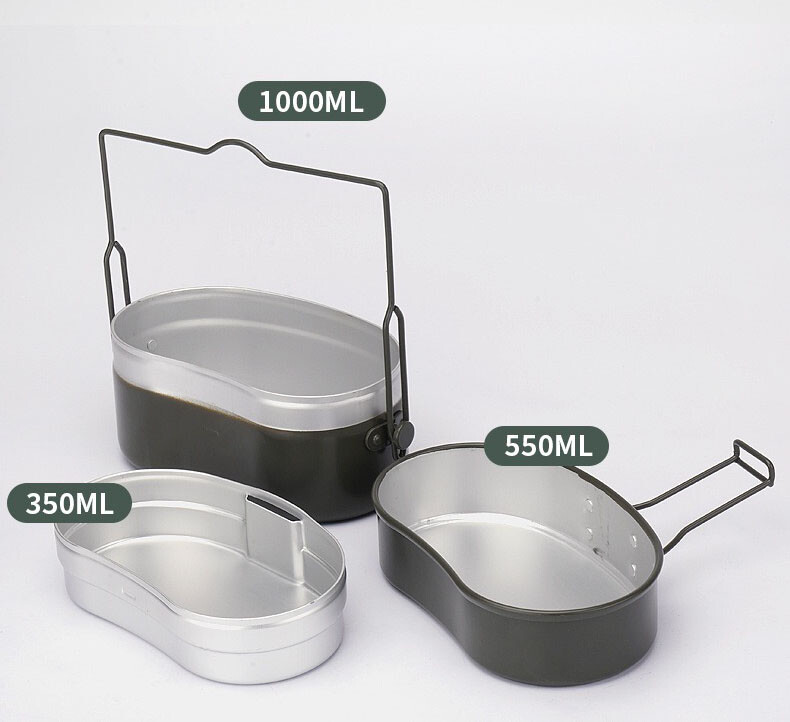 1900ml German Military Mess Tin Repro Black Nonstick Aluminum 2 Layer ...