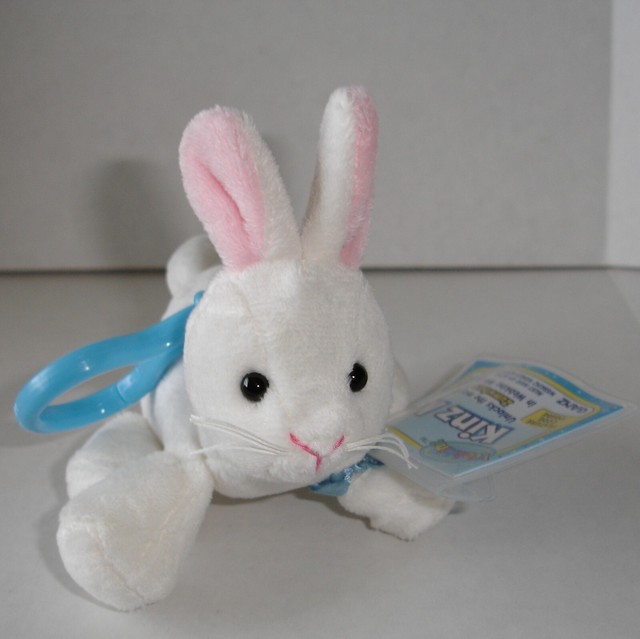 Webkinz Kinz Klip White Bunny Rabbit Code GANZ Plush Backpack Clip for ...