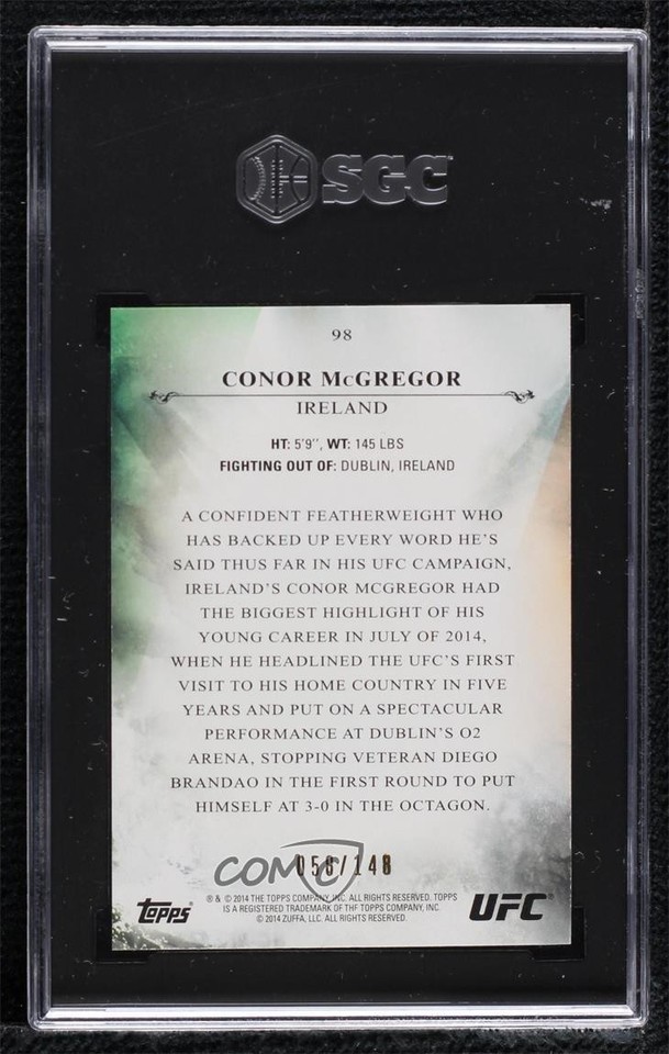 2014 Topps UFC Bloodlines Flag /148 Conor McGregor #98 SGC 9 MINT | eBay
