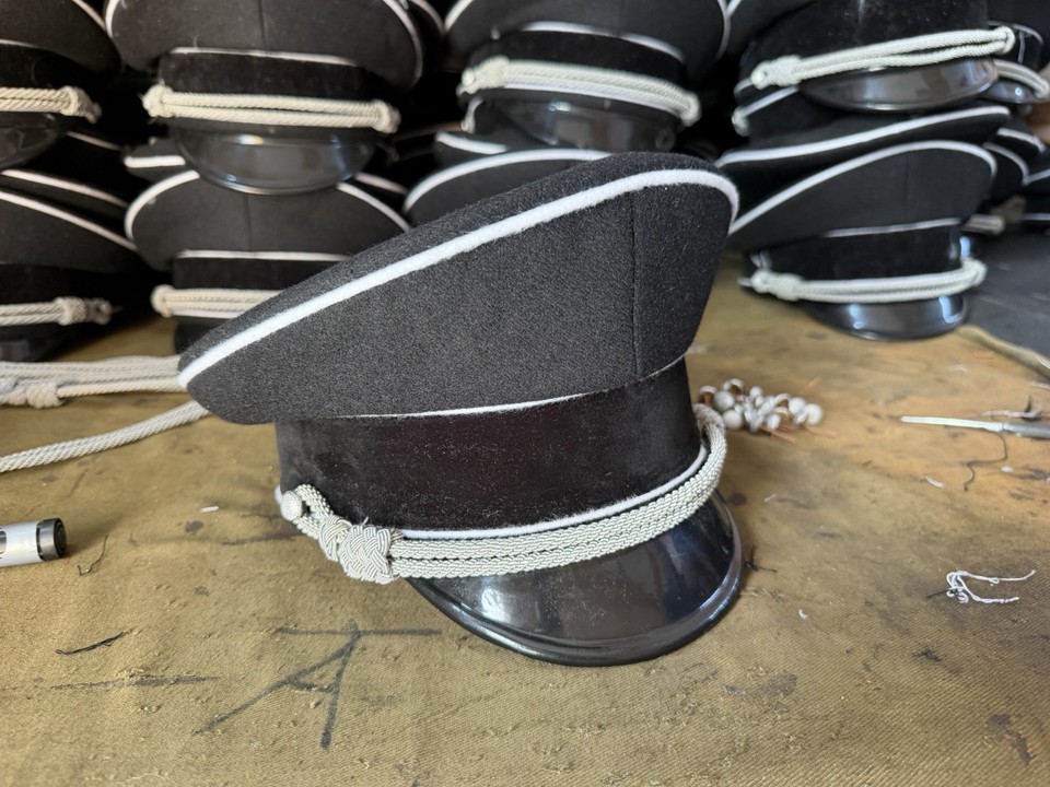 WWII German SS Elite Officer HAT Officer Army Wool Visor Crusher Cap ...