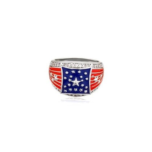 American Flag Rings for Men 14K Gold-Plated - Patriotic Chunky Ring 8 ...