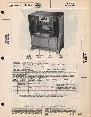 JACKSON - Radio/Phonograph - Floor Model - Model 150 - Photo Fact ...