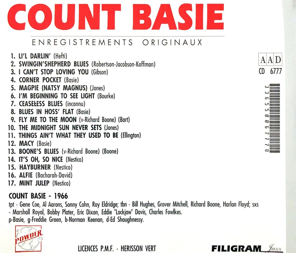 Count Basie CD Enregistrements Originaux - France (VG+/EX+) | eBay