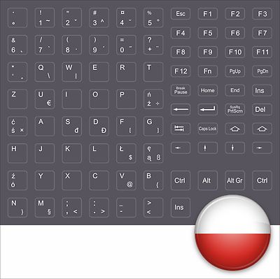Keyboard Stickers Keystick Polish Poland All Keys Dark Grey Notebooks ...