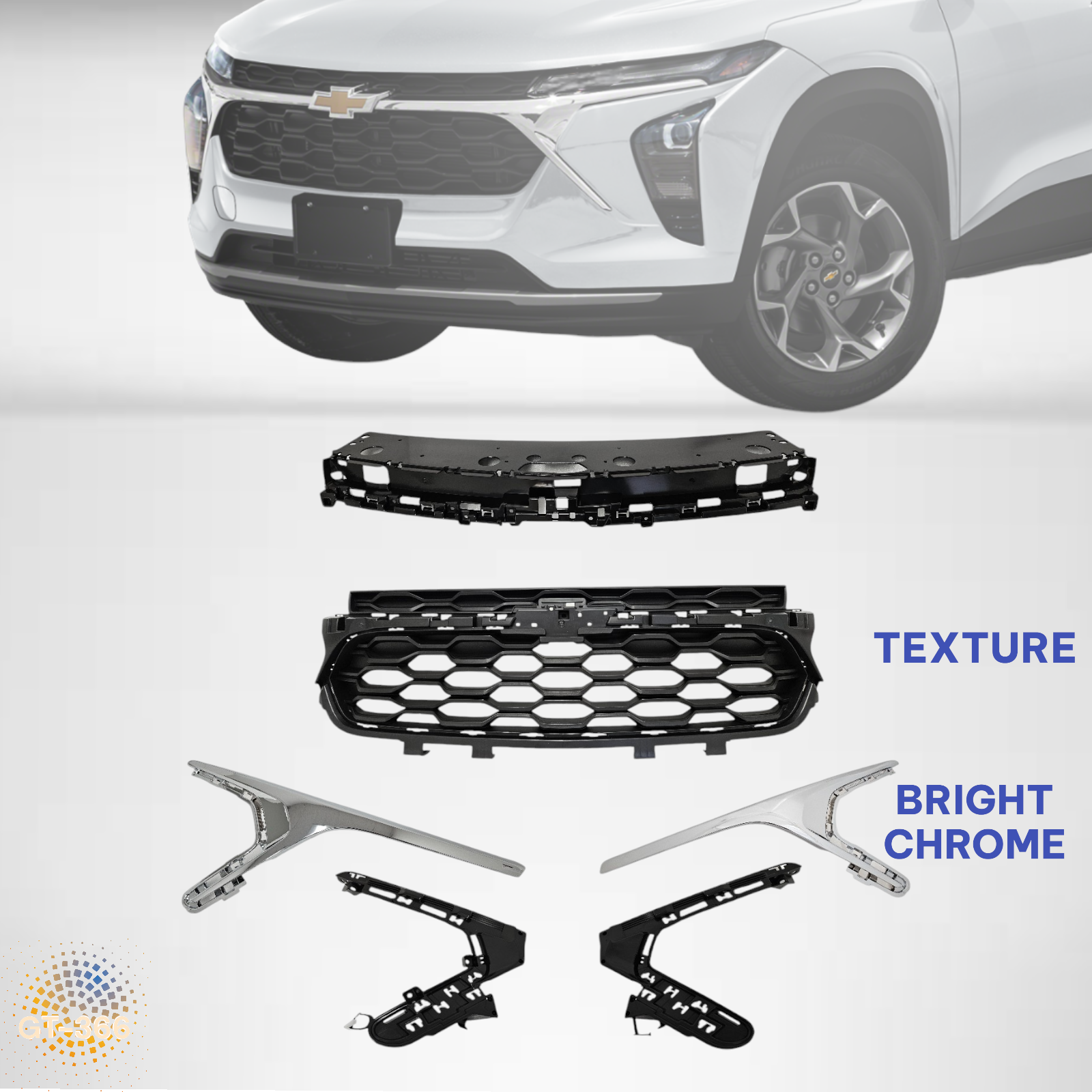 For 2024 Chevrolet Trax LS/LT Front Upper Lower Grille Bright Chrome ...