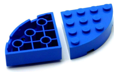 4 LEGO Blue Modified Round Brick 4 x 4 Corner Wedge (2577) - 4 Pieces ...