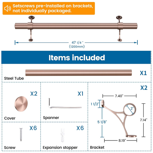4Ft Bar Foot Rail Kit Undercounter Mount Hardware and Tubing Complete ...