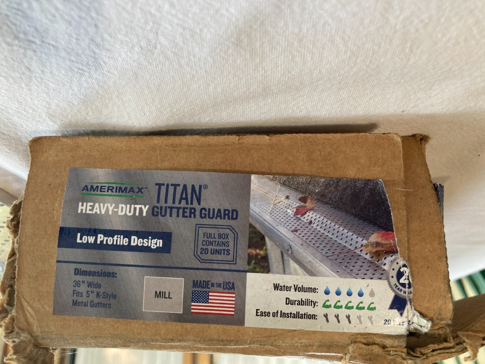 Amerimax 85520S Titan Heavy-Duty Metal Gutter Guard 36” ” 20 Box 60 ...