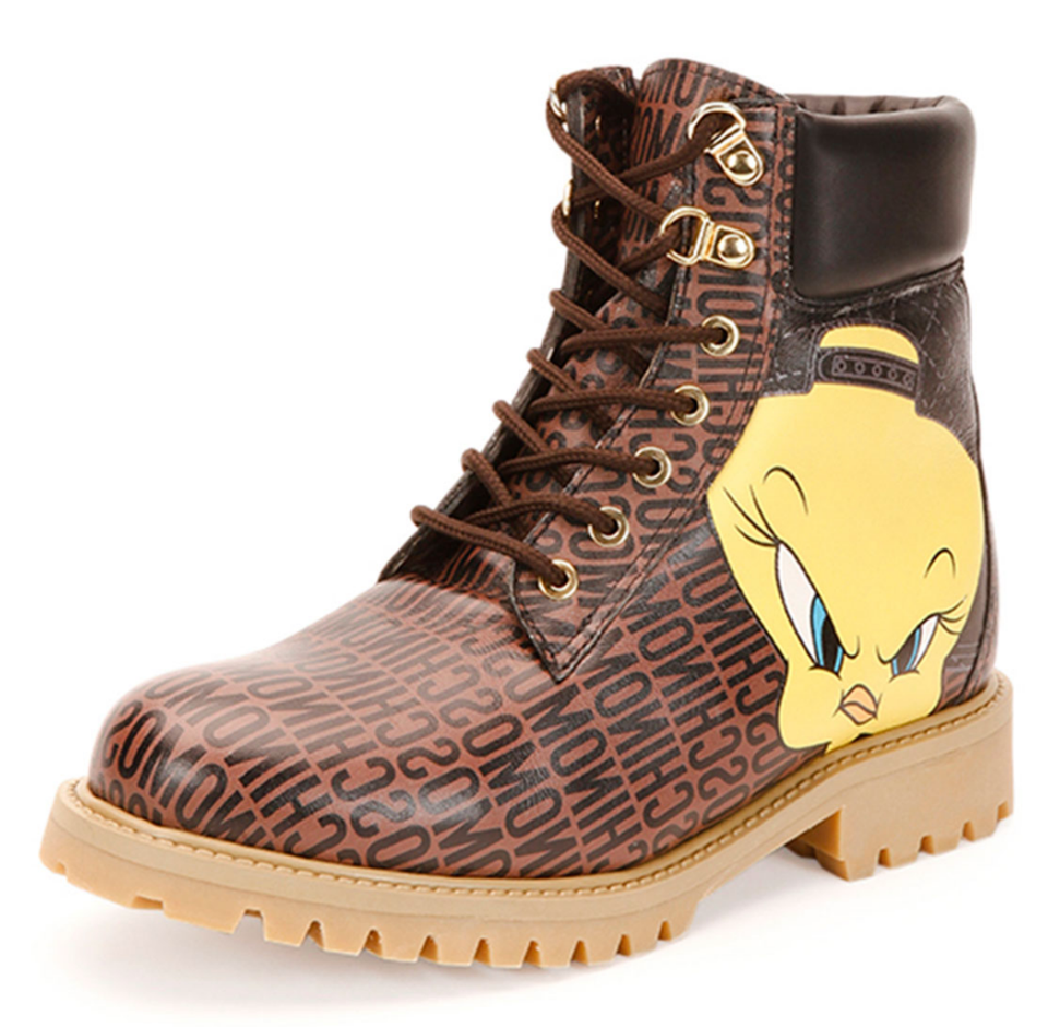 Moschino Deadstock Looney Tunes Tweety Combat Ankle Hiking Boots Shoes ...