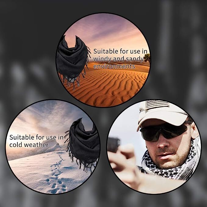 Multifunctional Shemagh Head Scarf - 100% Cotton Keffiyeh Arab Desert ...