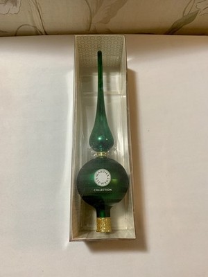 Martha Stewart Banded Green w Gold Glass Finial Christmas Tree Topper ...