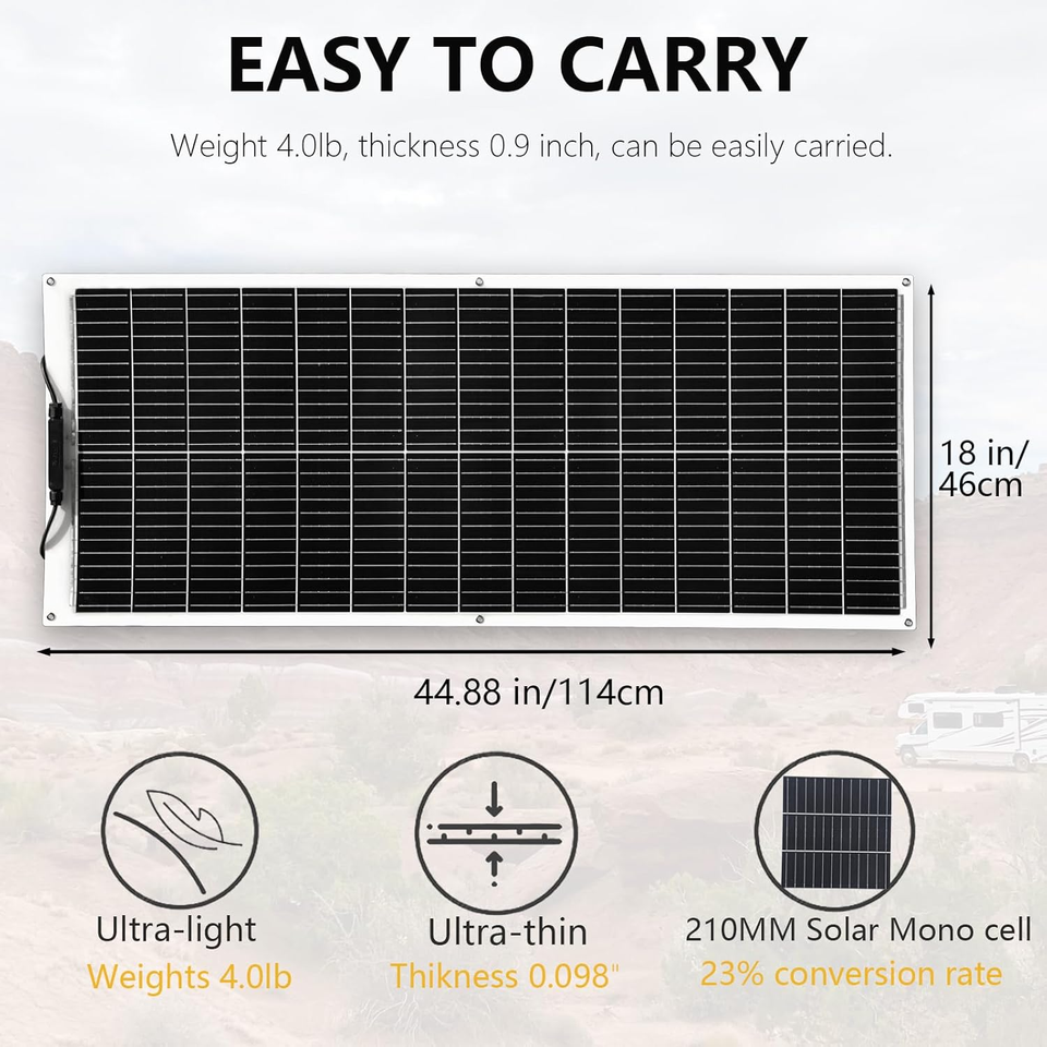 Flexible Solar Panel 100W 12V Monocrystalline Solar Cell Fiberglass ...