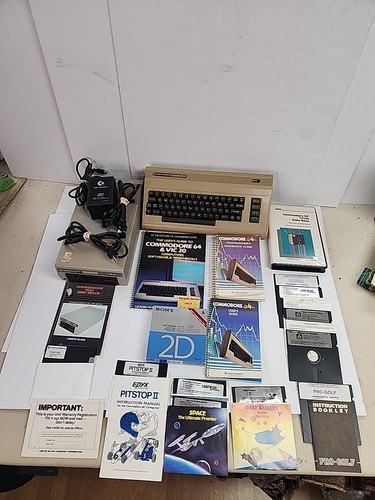 Commodore 64 Computer, 1541 Disk Drive, Manuals, Cables & Games Powers ...