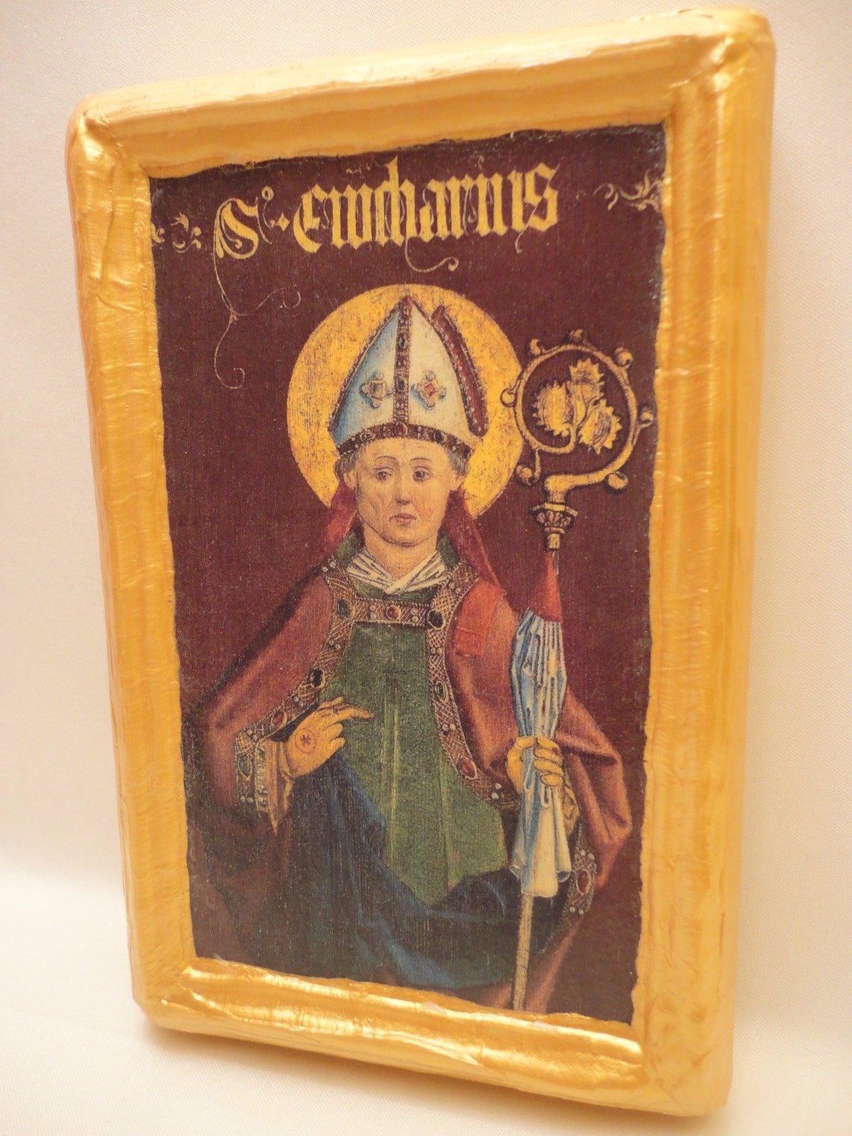 Saint Eucharius Roman Catholic Icon on Real Wood Plaque | eBay