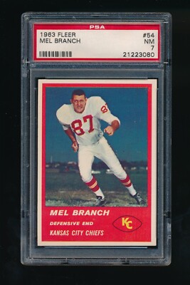 1963 Fleer Football #54 Mel Branch PSA 7 NM Kansas City Chiefs | eBay