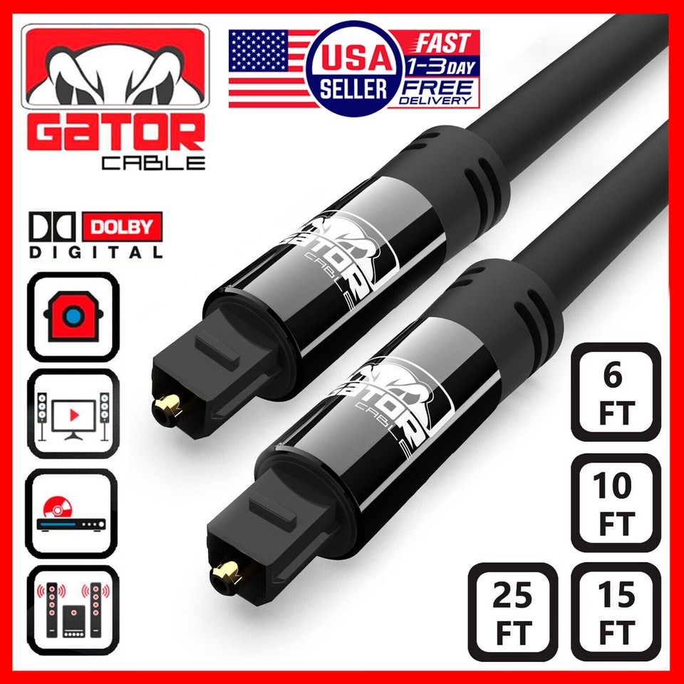 Toslink Optical Digital Audio Cable SPDIF Fiber Optic Cord Dolby DTS ...