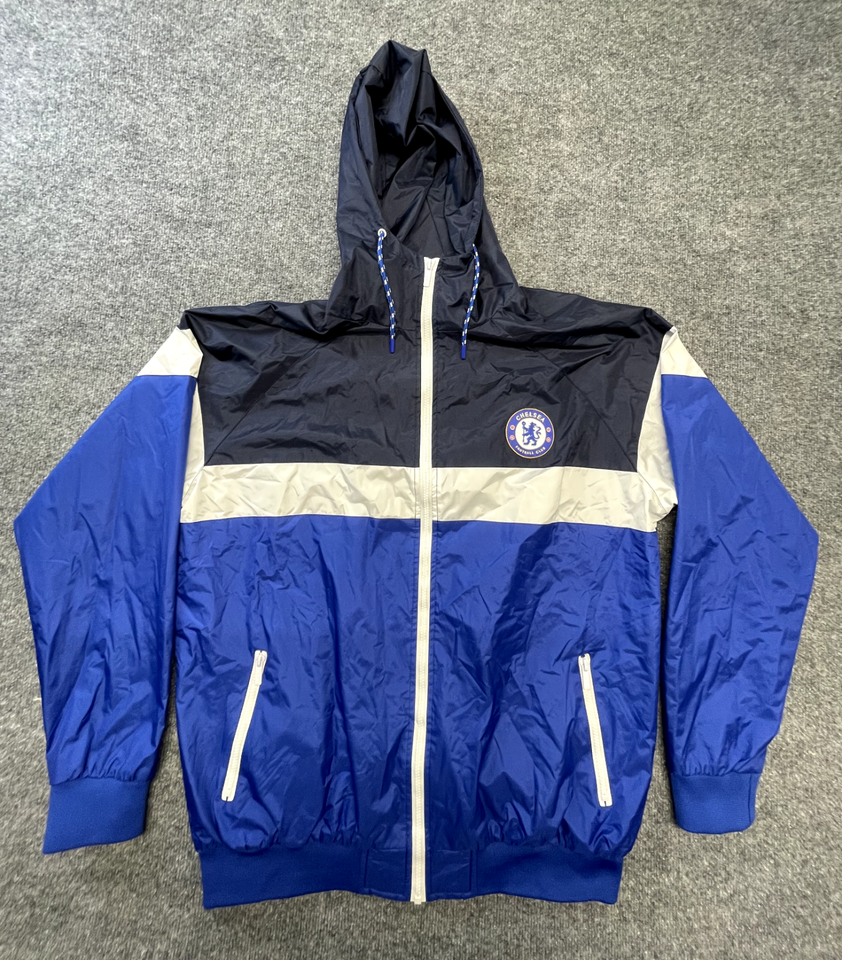 Chelsea FC Windbreaker Mens XL Blue Hooded Jacket Size Athletic | eBay
