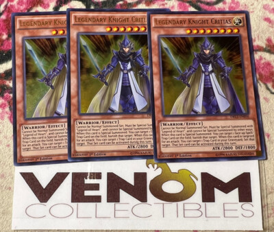 3x (M/NM) Legendary Knight Critias DRL3-EN056 Ultra Rare 1st Edition ...