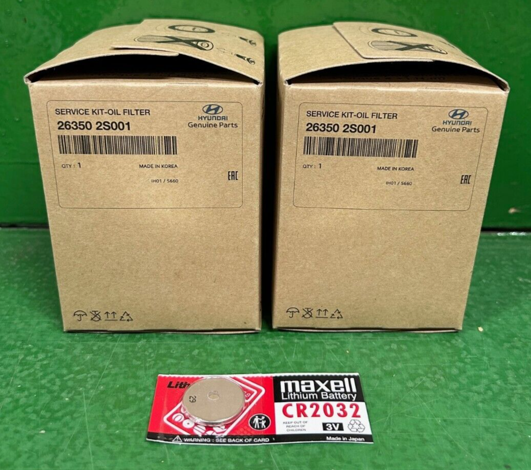 Hyundai 26350-2S001 Oil Filter 2 Pack and 1 Maxell 2032 Battery New ...