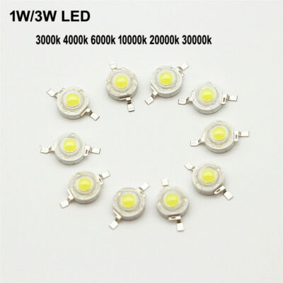 10PCS - 1000pcs 1W 3W chip High Power LED Warm white, Cool White Beads ...