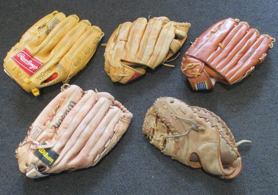 LOTS OF 5 BASEBALL GLOVES - FIELDERS AND FIRST BASEMAN - RAWLINGS ...