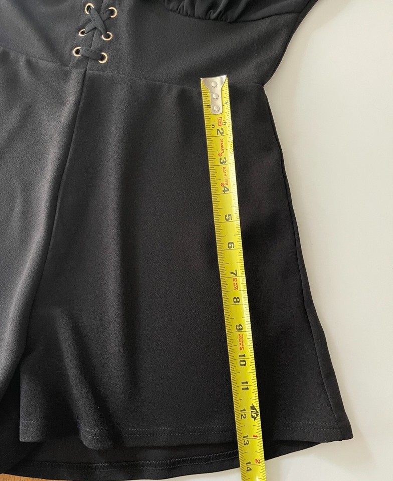 Privy Women's Size MEDIUM Black Corset Top Long Sleeve Lace Up Blouse ...