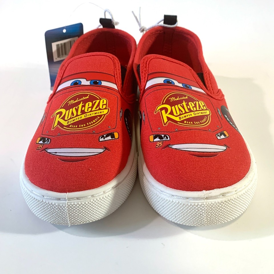 Disney Pixar Cars Lightning McQueen Canvas Slip On Shoes Rust-eze Youth Sz 12 | eBay