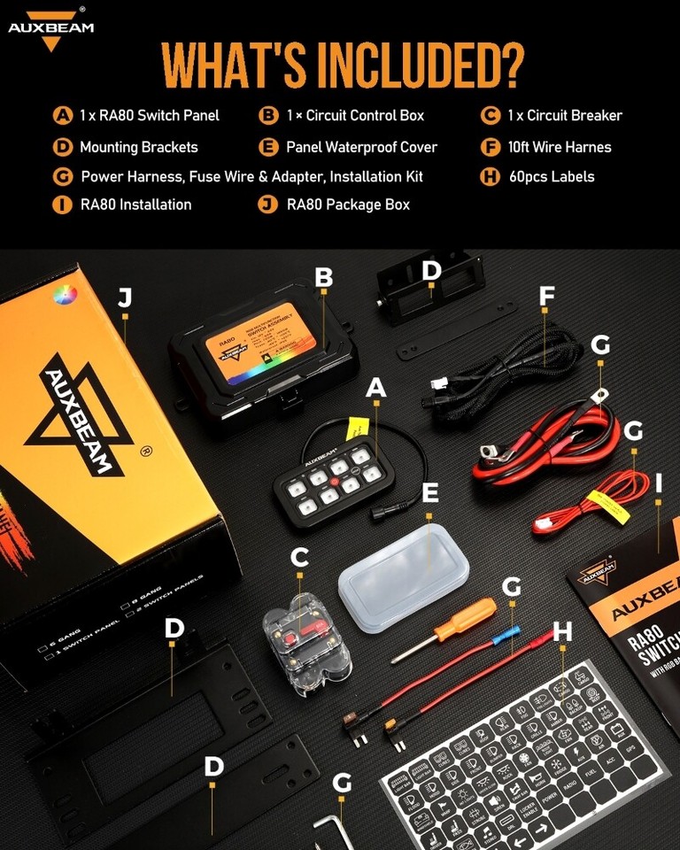 AUXBEAM 8 Gang Work Light Pods Switch Control Relay System RGB Panel ...