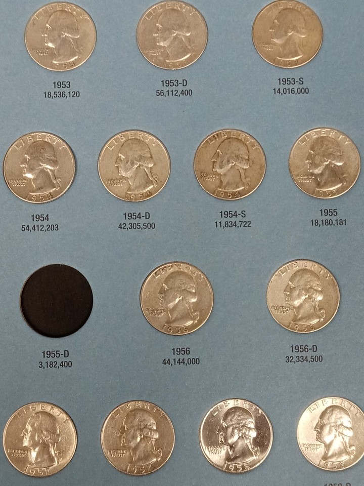WASHINGTON QUARTERS COLLECTION 1948 TO 1964 NUMBER TWO 38-COINS TP-3488 ...