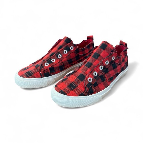 Corkys Babalu Red Buffalo Plaid Slip-On Fashion Sneaker Low Top Sz 8 | eBay