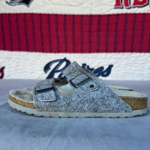 Size 36/W5 - Birkenstock Arizona Wool Felt Cozy Shearling Sandals Gray ...